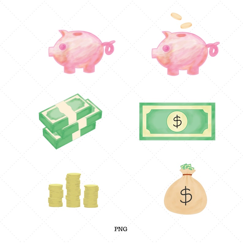 Dollar Bills Planner Clipart Piggy Banks Pay Day Money | Etsy