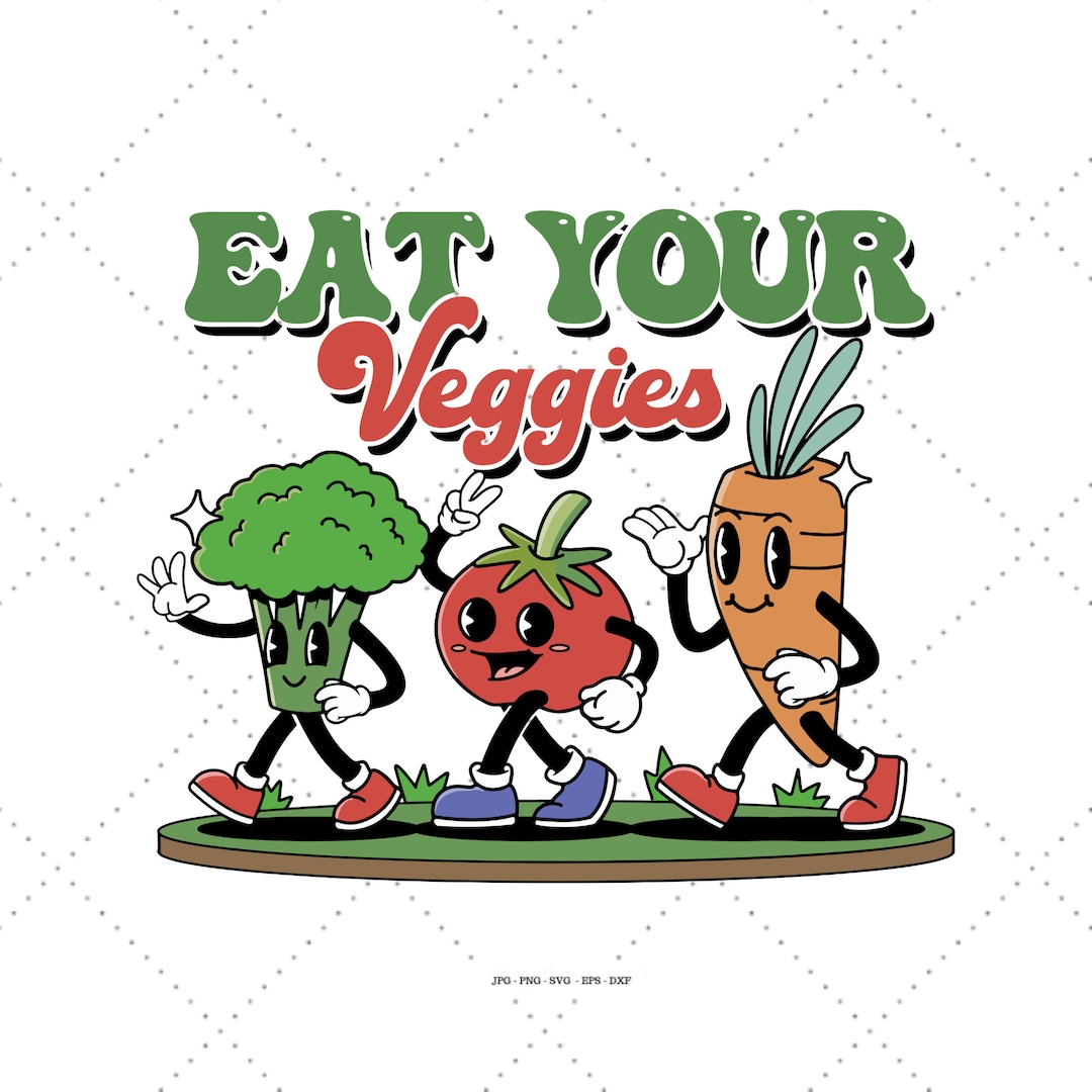 Eat Your Veggies Svg Vegan Shirt Svg Vegan Bag Svg Retro Svg Farm