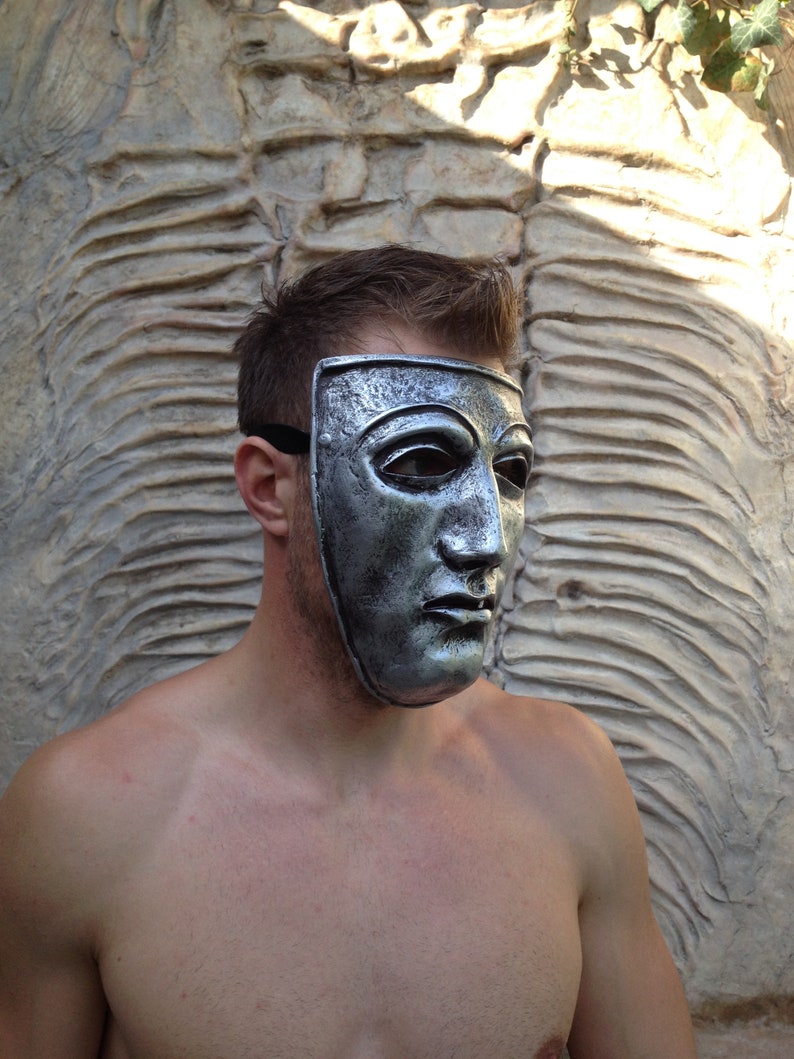 Máscara de batalla romana antigua: disfraz de cosplay LARP de fibra de ...