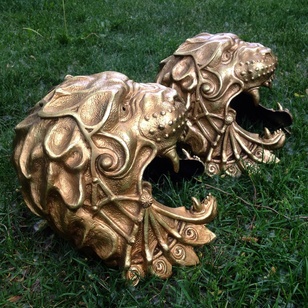Golden Lion Mask Set: Animal Masquerade Helmet, Gladiator Decor - Etsy