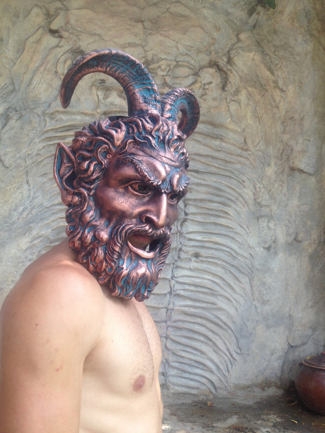 Demon Mask, Halloween Mask, Satir, Mask for Men, Mask With Horns ...