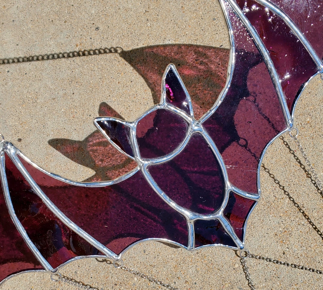 Stained Glass Bats With Ghosts - Etsy