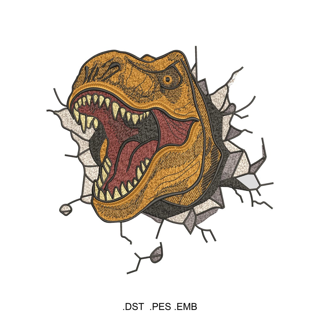 T-rex Machine Embroidery Design - Dinosaur Embroidery Files - PES EMB ...