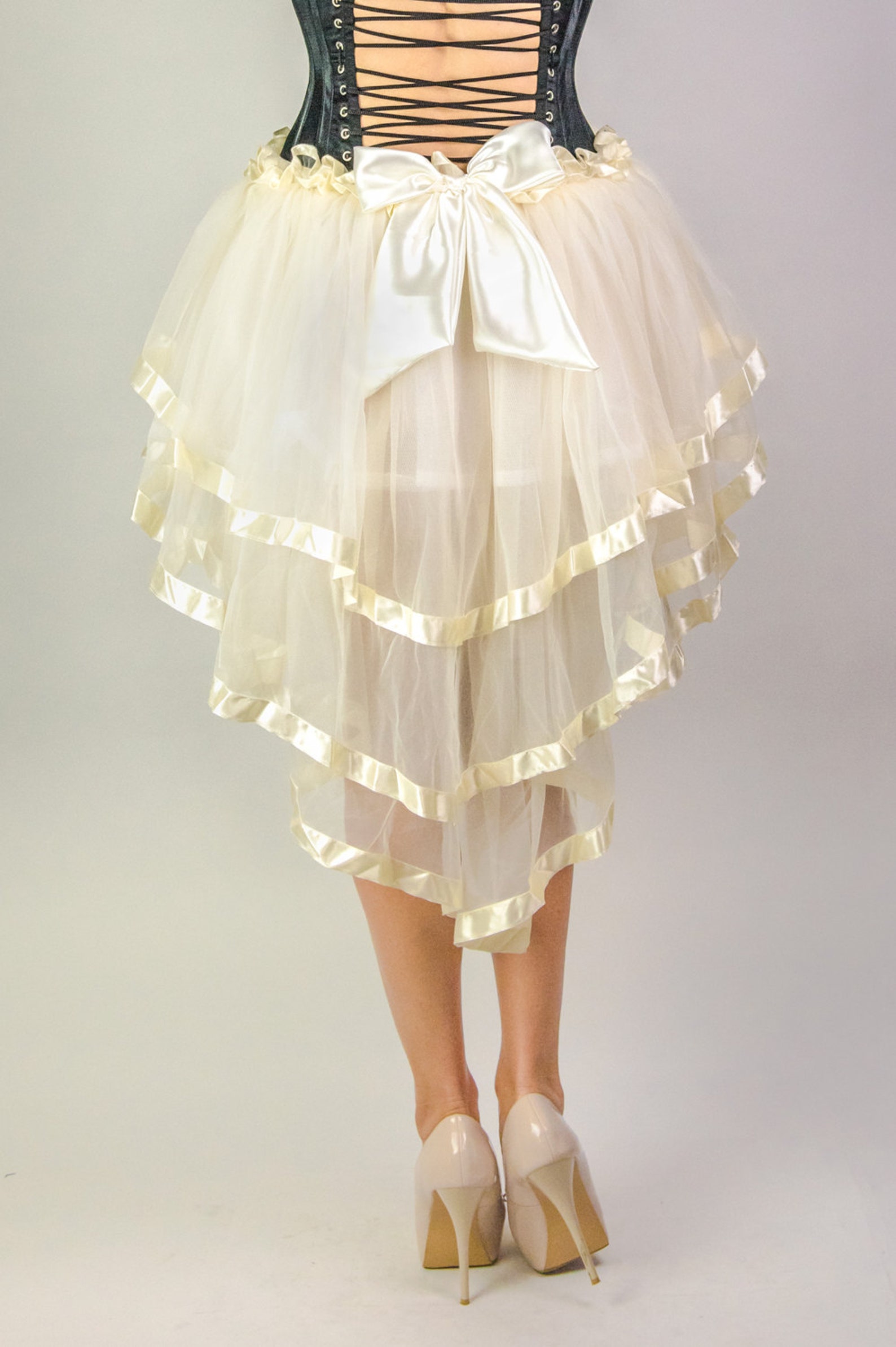 Long layered bustle skirt Burlesque Steampunk Bustle skirt | Etsy