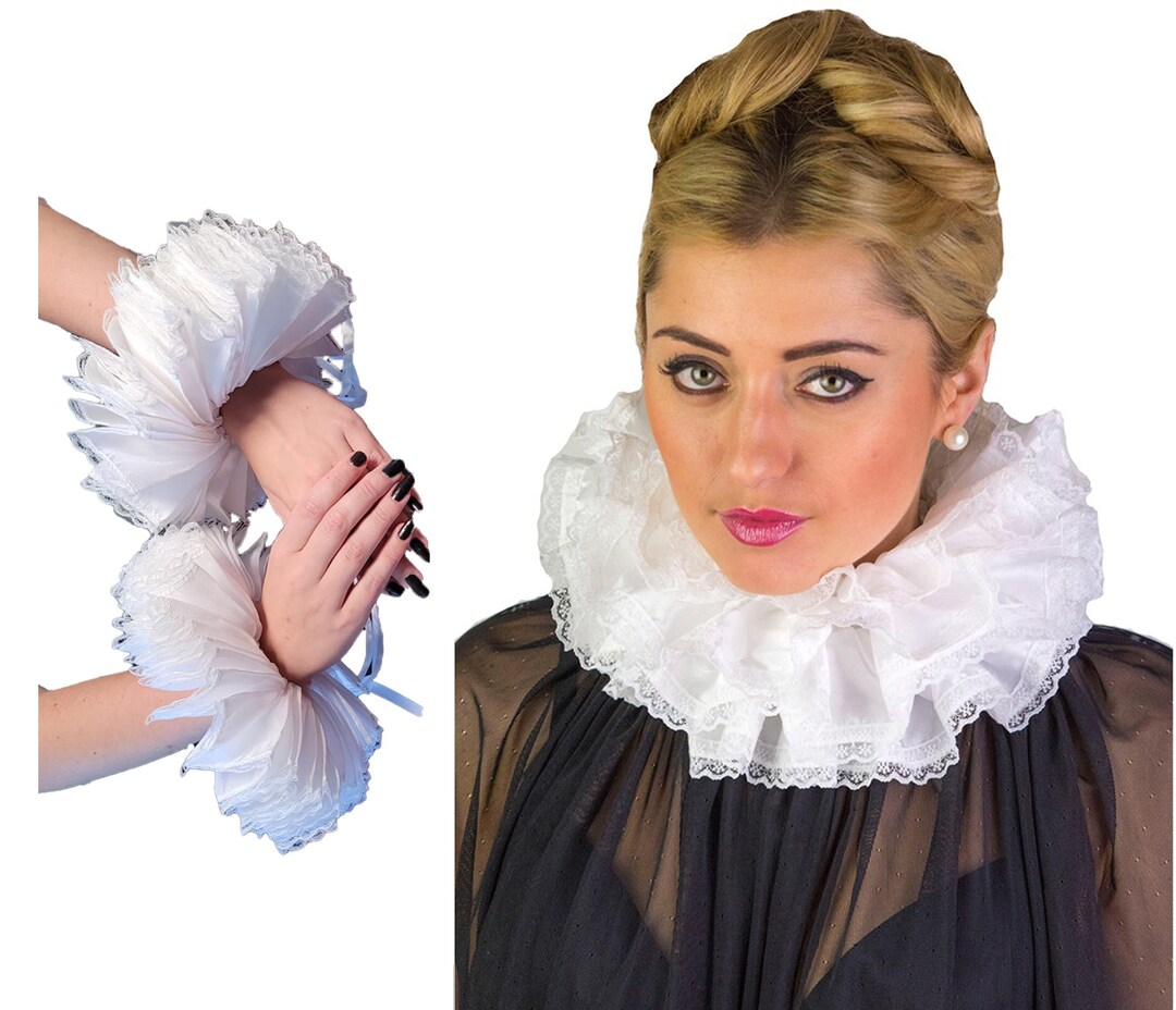 Elizabethan Neck Ruff Collar Wrist Cuffs Set Wrist Ruff - Etsy Australia