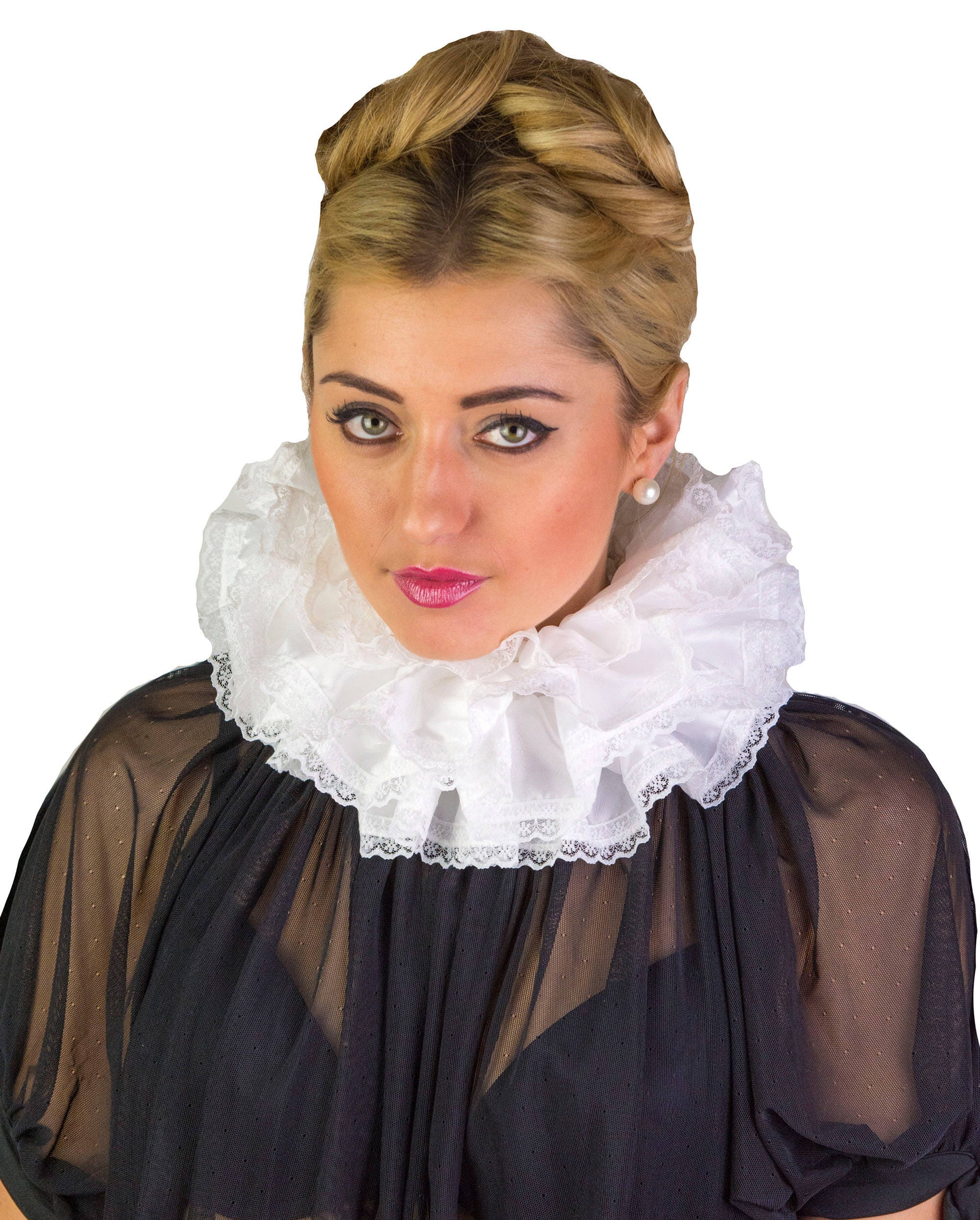 Ruffled Elizabethan Neck Collar Ruff Shakespearean Lace Ruff | Etsy