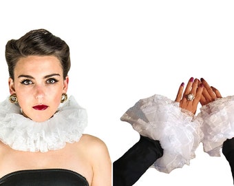 Ivory / Cream Lace Circus/ Elizabethan Neck Ruff Cuffs - Etsy