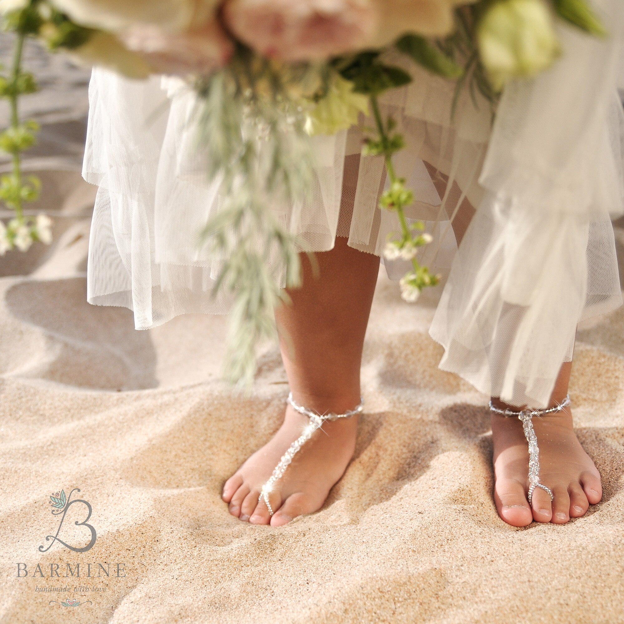 Flower Girl Barefoot Sandals, Kids Foot Bling, Girl Jewellery, Toddler ...