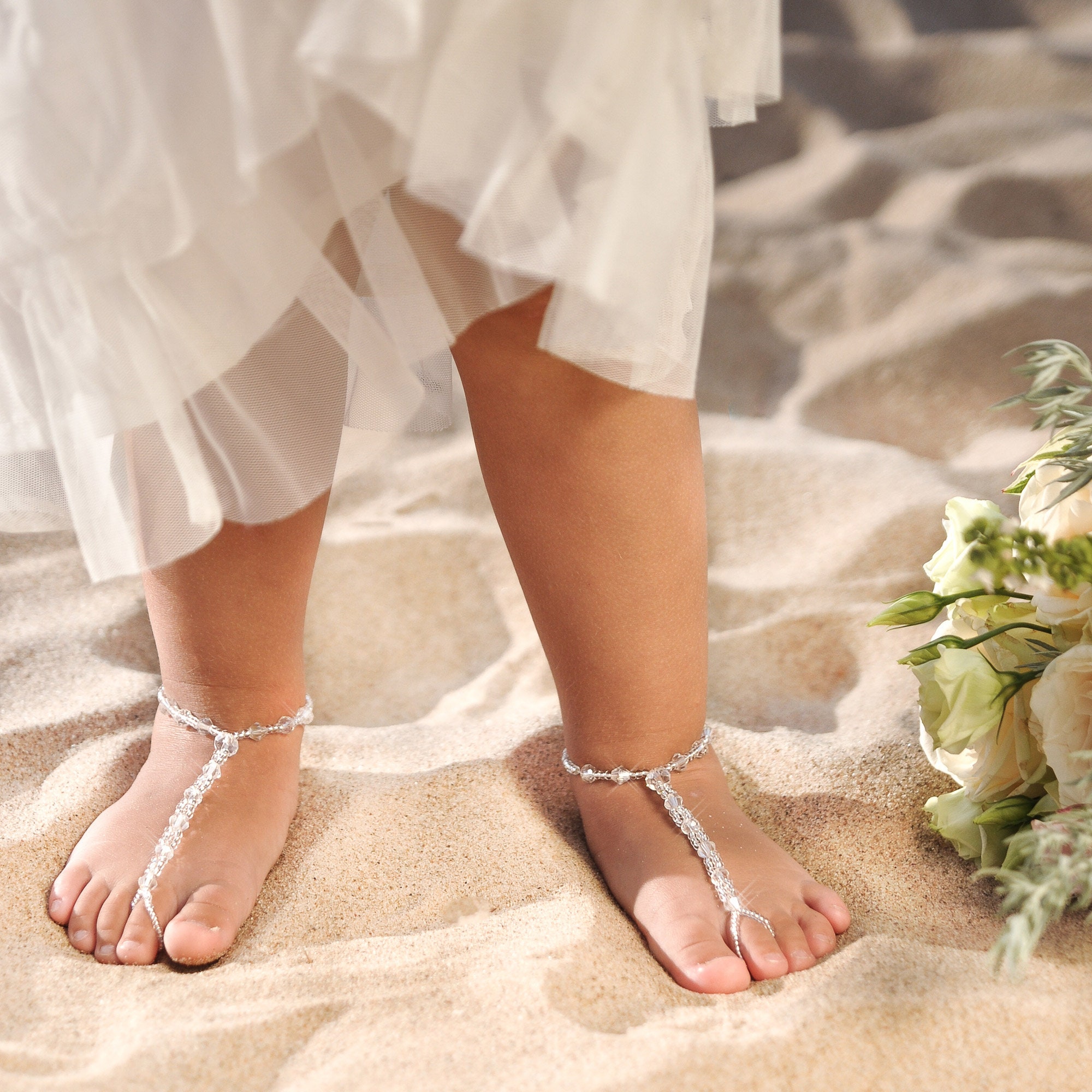 Flower Girl Barefoot Sandals, Kids Foot Bling, Girl Jewellery, Toddler ...