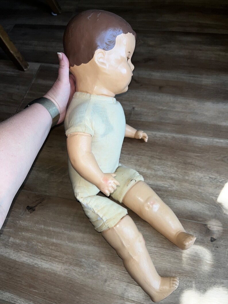 Antique Composite Baby Mama Crier Doll, Life Size 24, Sleepy Eyes ...