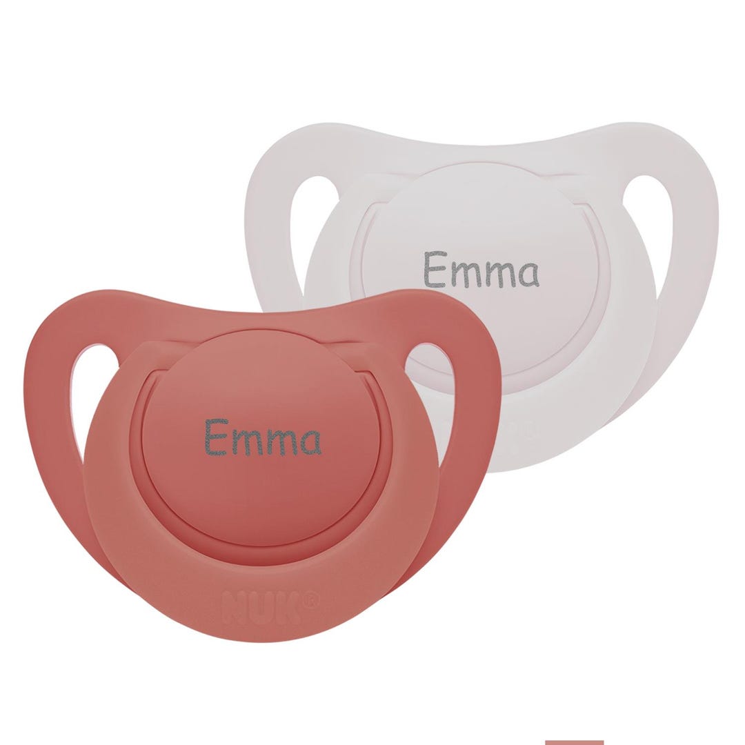 Pacifier With Name - Engraved - NUK for Nature - Red/white - Set of 2 ...