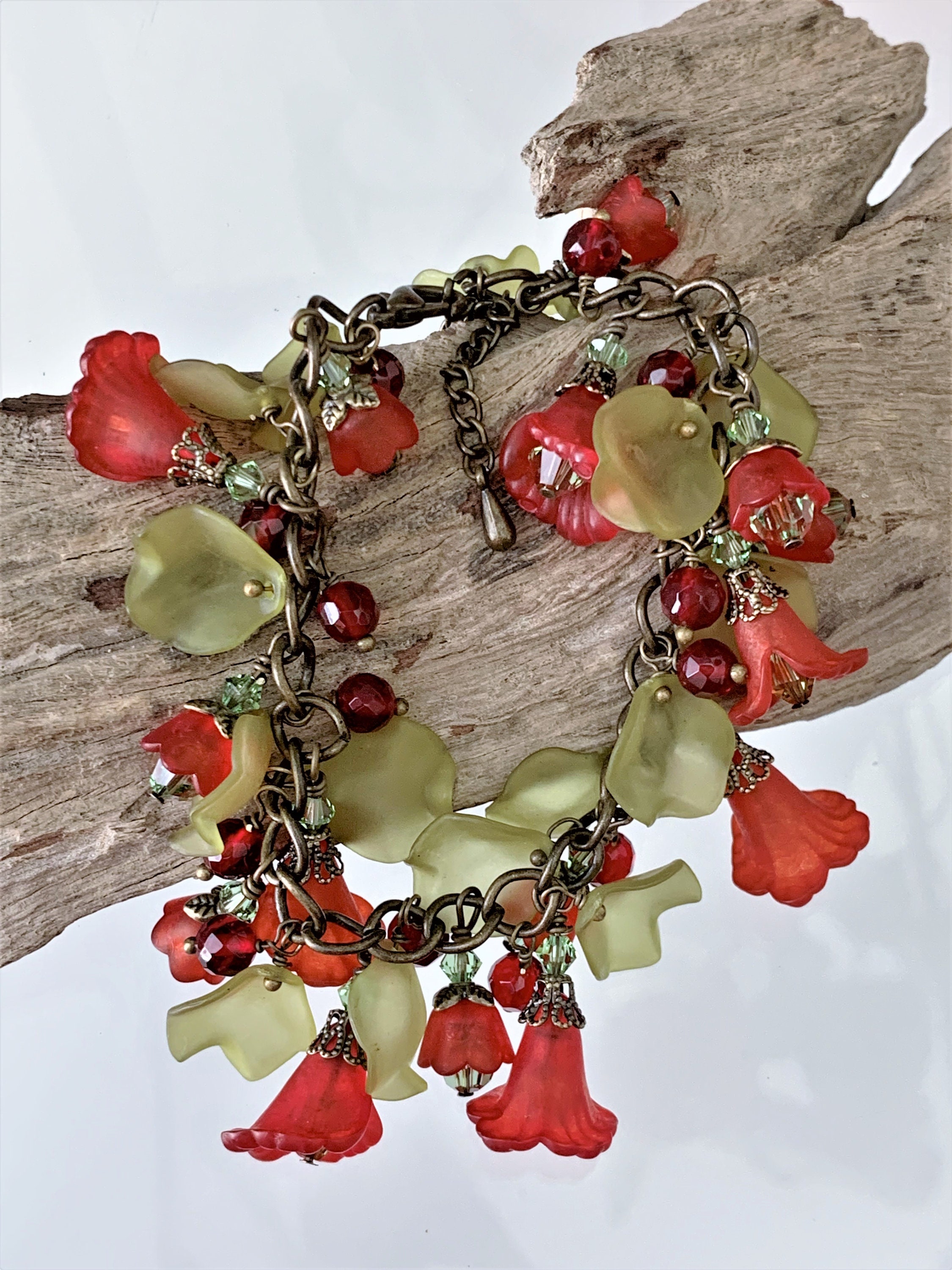 Lucite Flower Bracelet For Women Christmas Resin Jewelry Etsy