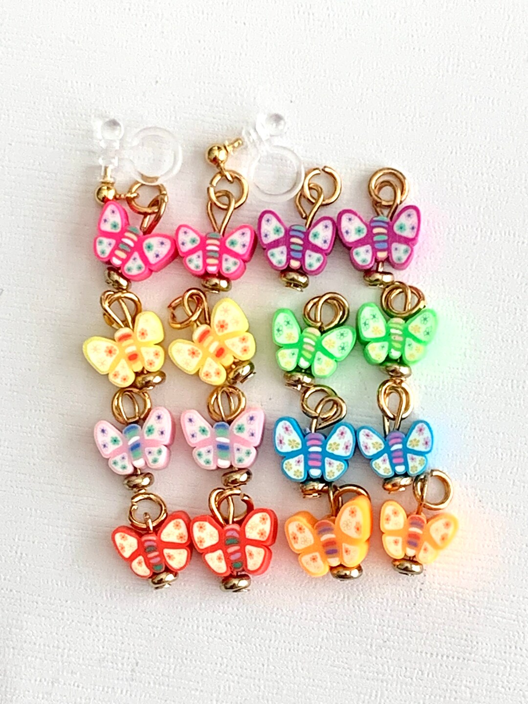 Small Butterfly Earrings Kids, Very Small Colorful Dangle Invisible ...