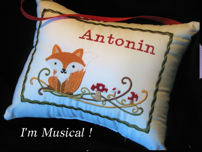 Forest Fox Music Box Pillow Personalized Embroidered MUSICAL Baby ...