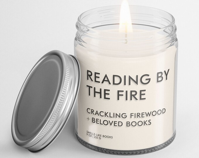 READING by THE FIRE Soy Candle, Book Lover Gift, Book Candle, Book ...