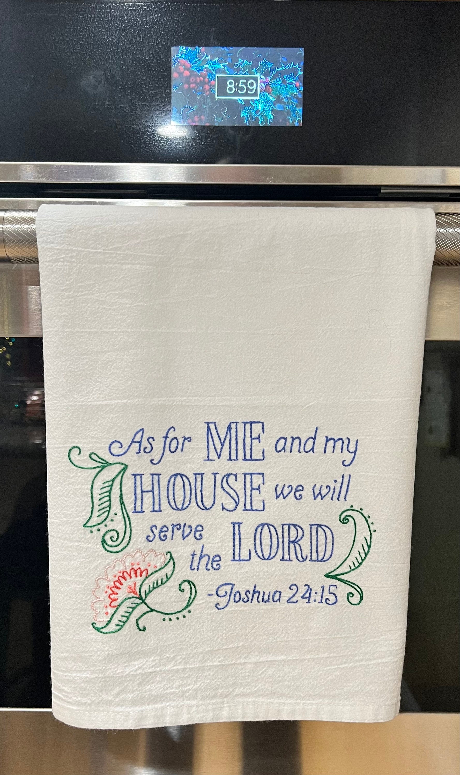 Set of 7 Hand Embroidered Kitchen Towels With "religious" Theme, Flour ...