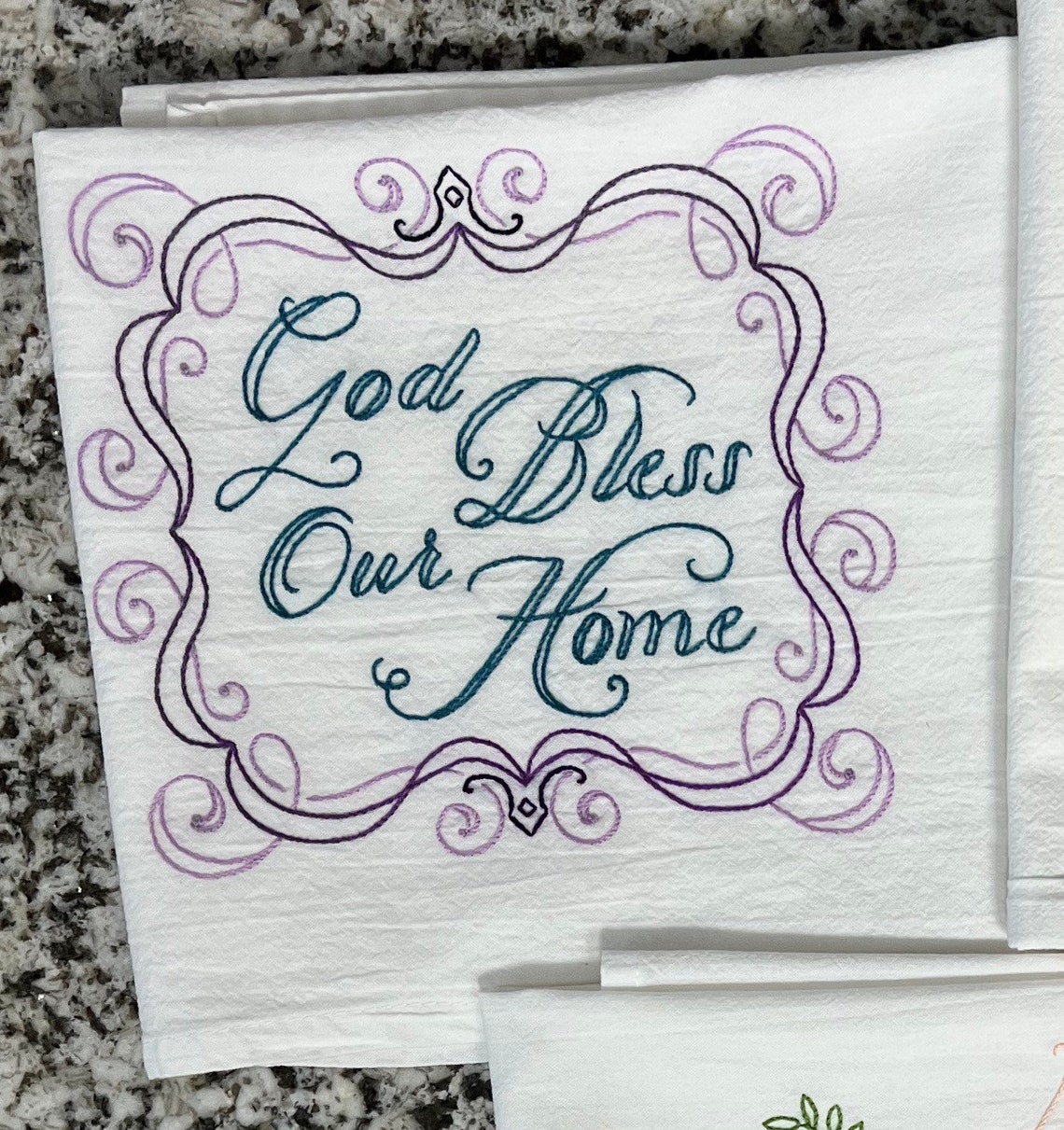 Set of 7 Hand Embroidered Kitchen Towels With "religious" Theme, Flour ...