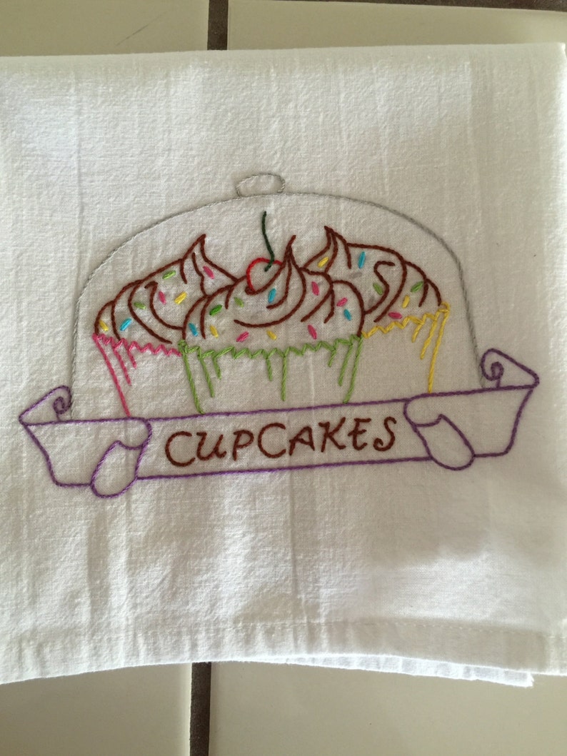 Set of 7 Hand Embroidered Kitchen Towels With Chocolate Theme. Dish ...