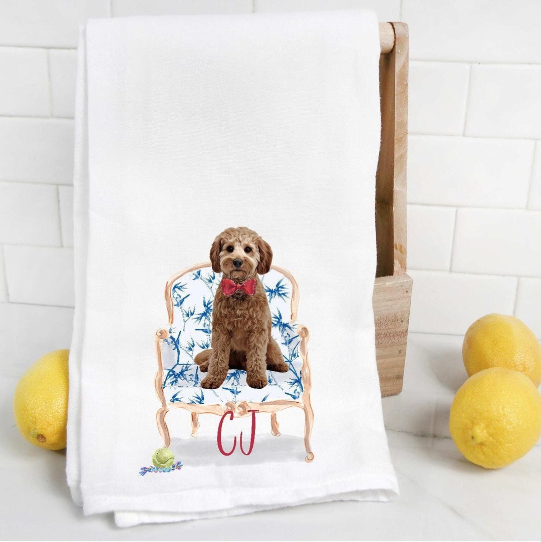 Custom Brown Cockapoo Tea Towel, Dog Mom, Dog Dad, Personalized Name ...