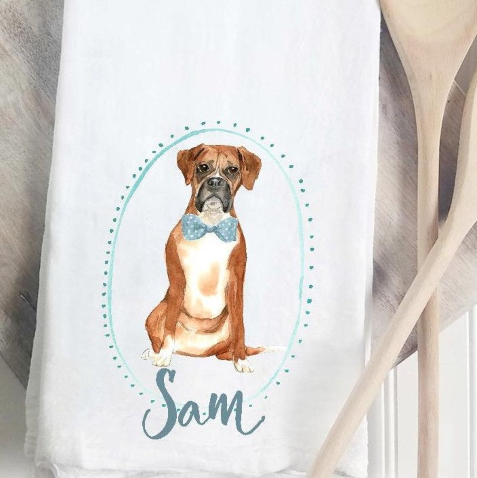 Custom Boxer Flour Sack Towel, Tea Towel, Dog Mom, Dog Dad ...