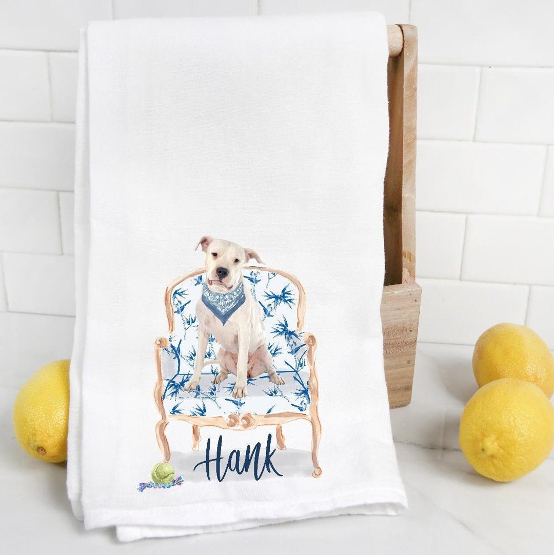 Custom White Pit Bull Flour Sack Towel, Tea Towel, Pit Bull, Dog Mom ...