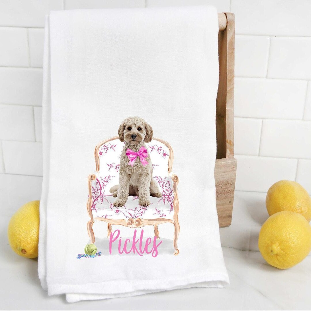 Custom Champagne Cockapoo Tea Towel, Dog Mom, Dog Dad, Personalized ...