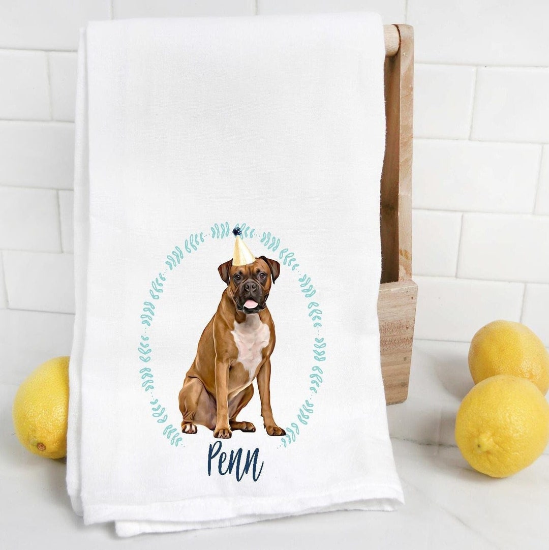 Custom Boxer 1 Flour Sack Towel, Tea Towel, Dog Mom, Dog Dad ...