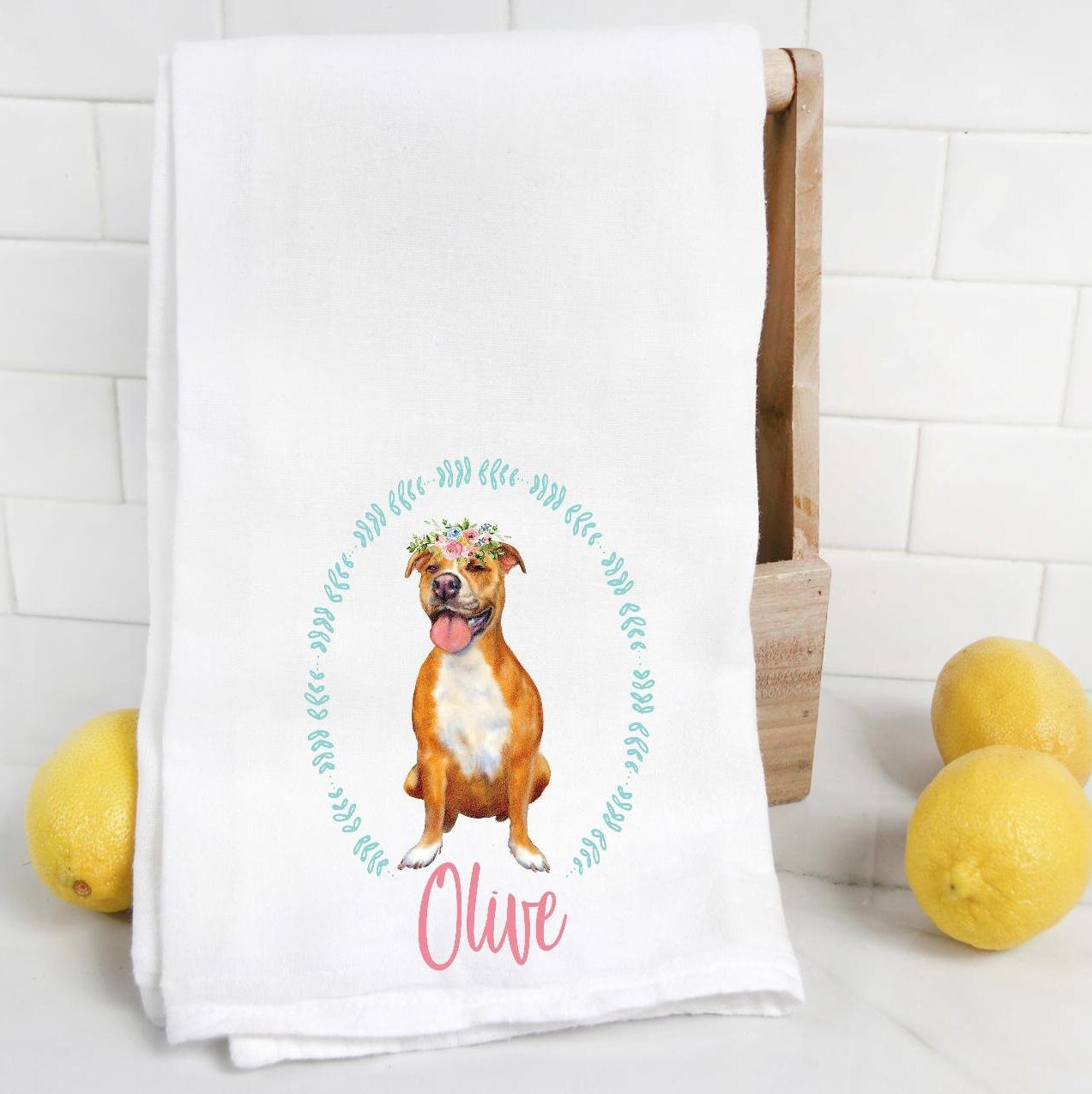 Custom Pit Bull Flour Sack Towel Tea Towel Dog Mom Dog Dad | Etsy