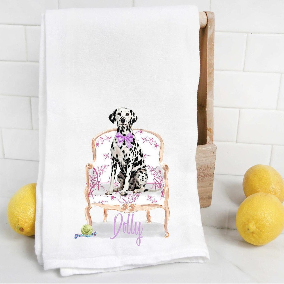 Custom Dalmatian Flour Sack Towel, Tea Towel, Dog Mom, Dog Dad ...