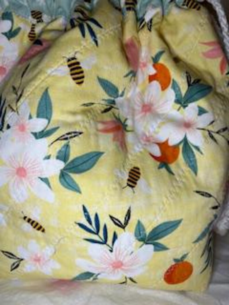 Peach and Bee Yellow Quilted Draw String Bag - Etsy