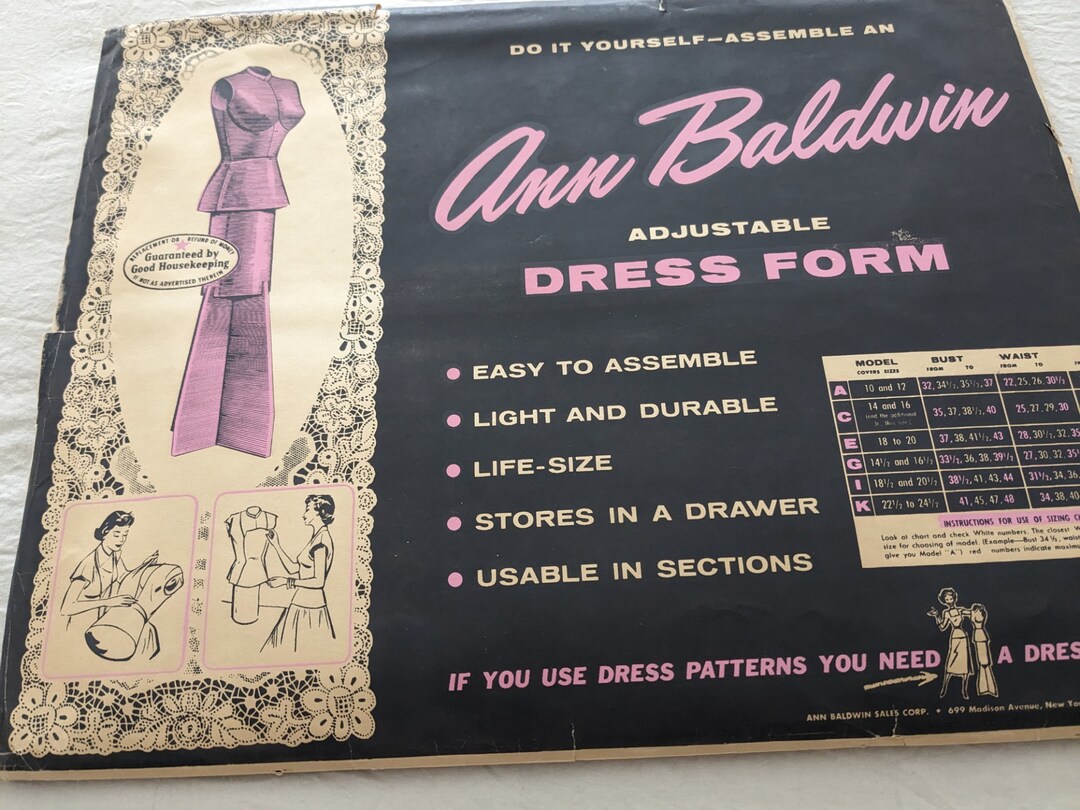 Antique Ann Baldwin Adjustable Dress Form - Extremely Rare! Unused - Etsy