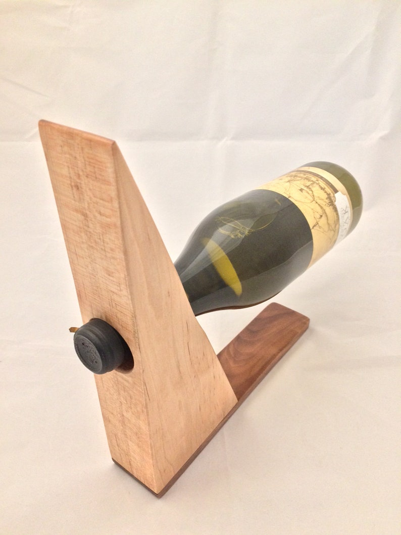 Geometric Hardwood Wine Bottle Balancer, Maple and Walnut, Handmade - Etsy