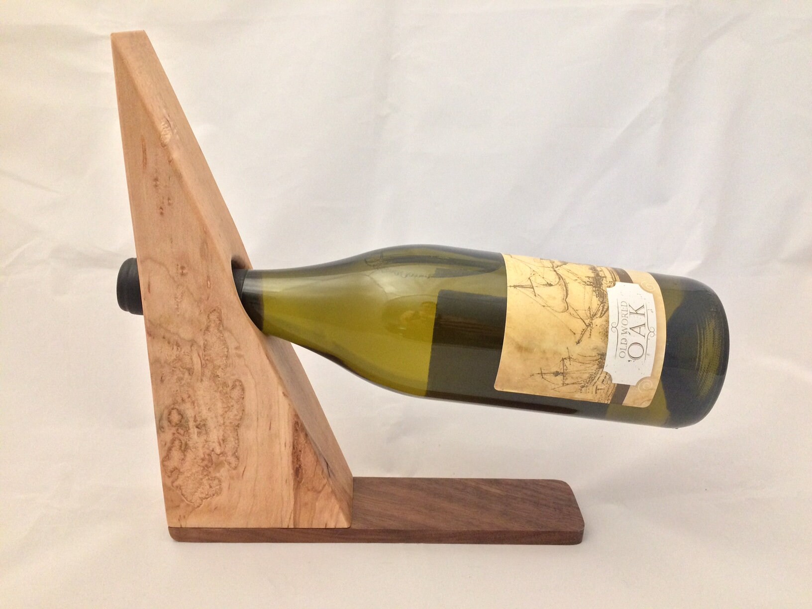 Geometric Hardwood Wine Bottle Balancer, Maple and Walnut, Handmade - Etsy