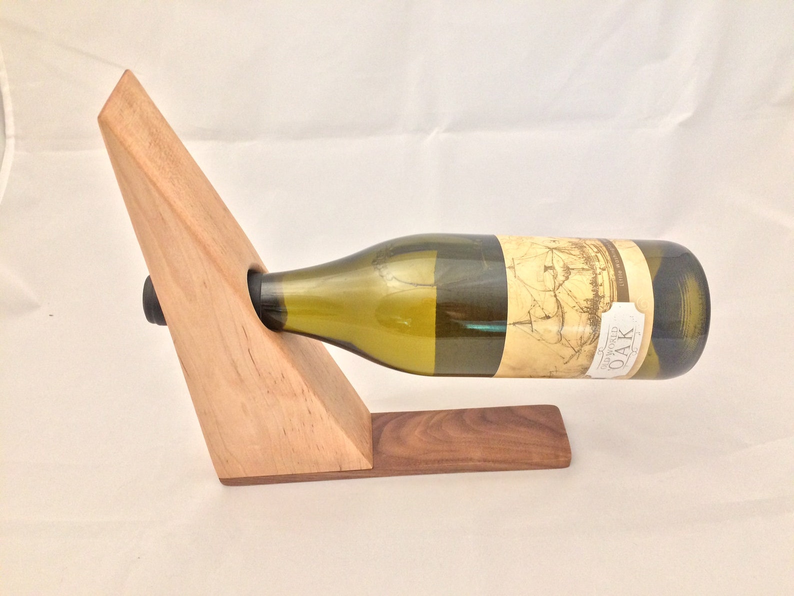 Geometric Hardwood Wine Bottle Balancer, Maple and Walnut, Handmade - Etsy