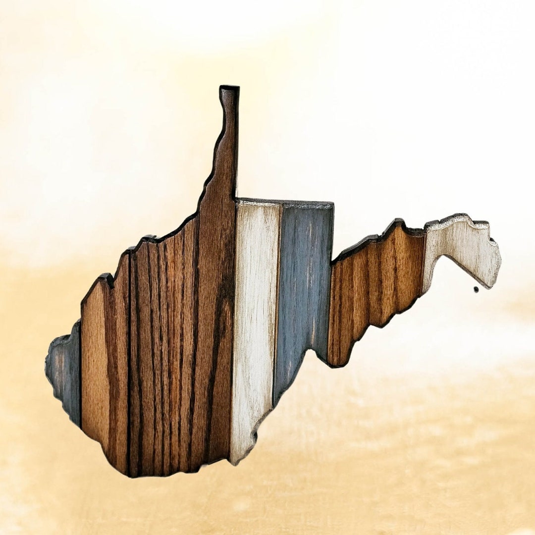 West Virginia Wall Art | Rustic Wood WV State Cutout | Man Cave Home ...