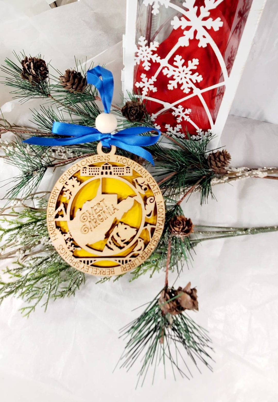 West Virginia Christmas Ornament, West Virginia Gift, WV Ornament ...