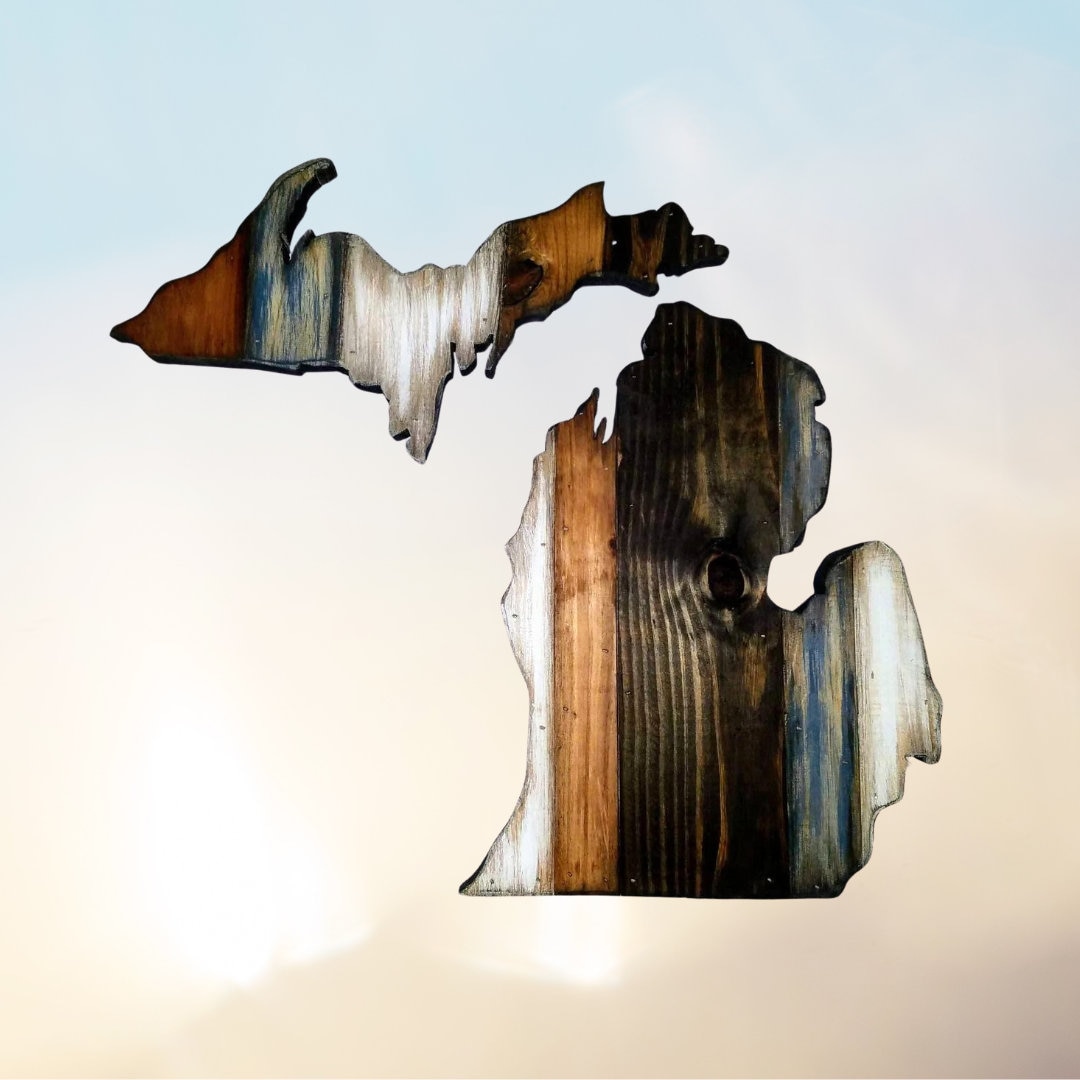 Large Michigan Shape Wall Decor, Handmade State Wall Art, Michigan Gift ...