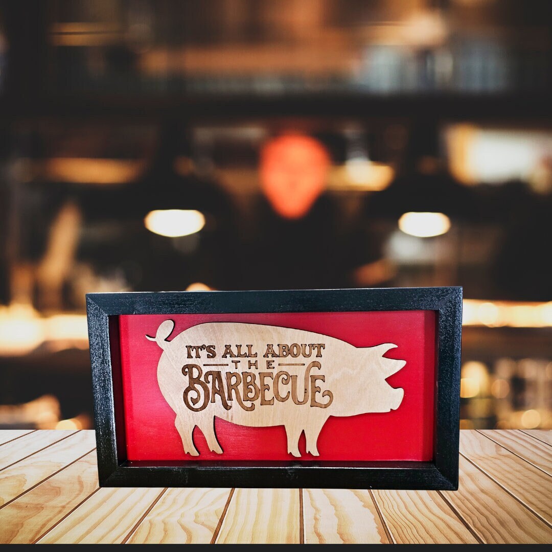 Handmade Barbecue Pig Wood Sign: Mancave BBQ Decor - Etsy