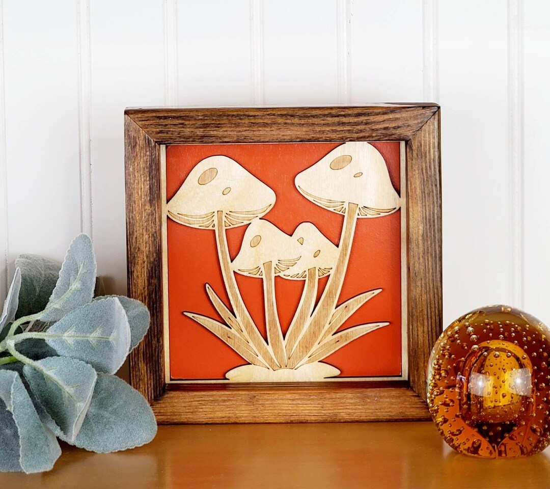 Wooden Mushroom Wall Art, Mushroom Wall Decor, Mushroom Accent ...