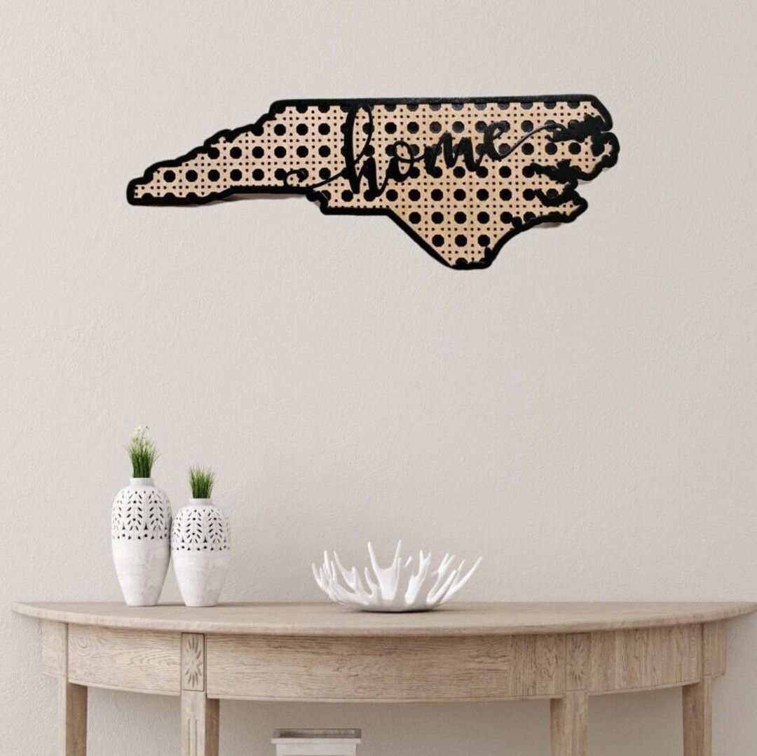 North Carolina State Rattan & Wood Wall Decor, Cubicle Decor, Wedding ...