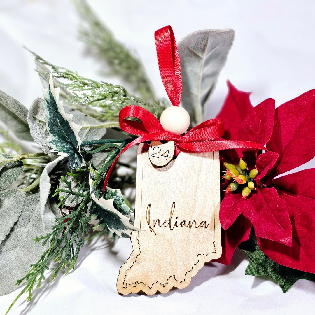 Custom Engraved Indiana Christmas Ornament, Personalized Gift, Wedding ...