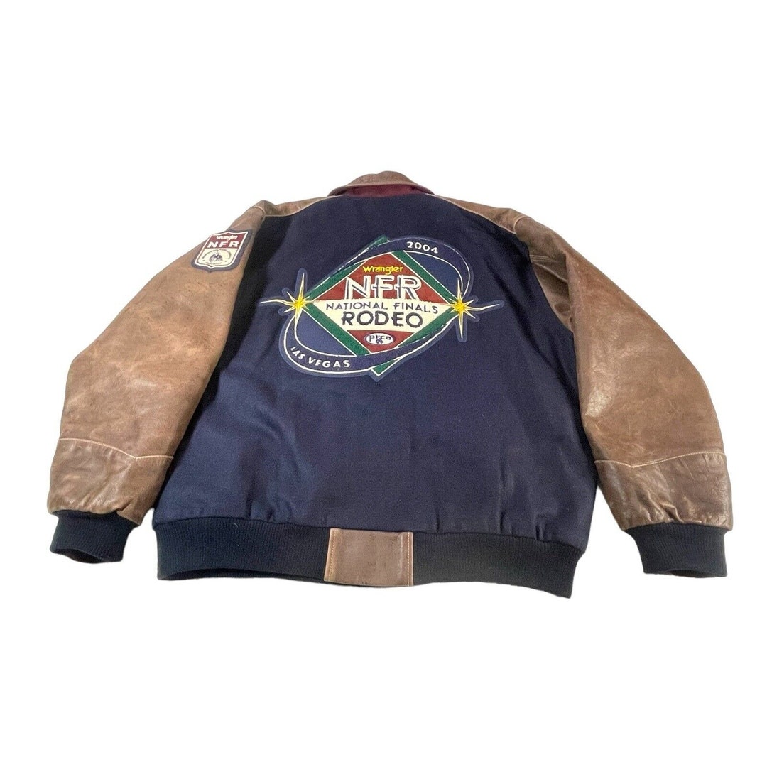 National Finals Rodeo Wrangler Leather/wool PRCA Contestant Jacket 2004 ...