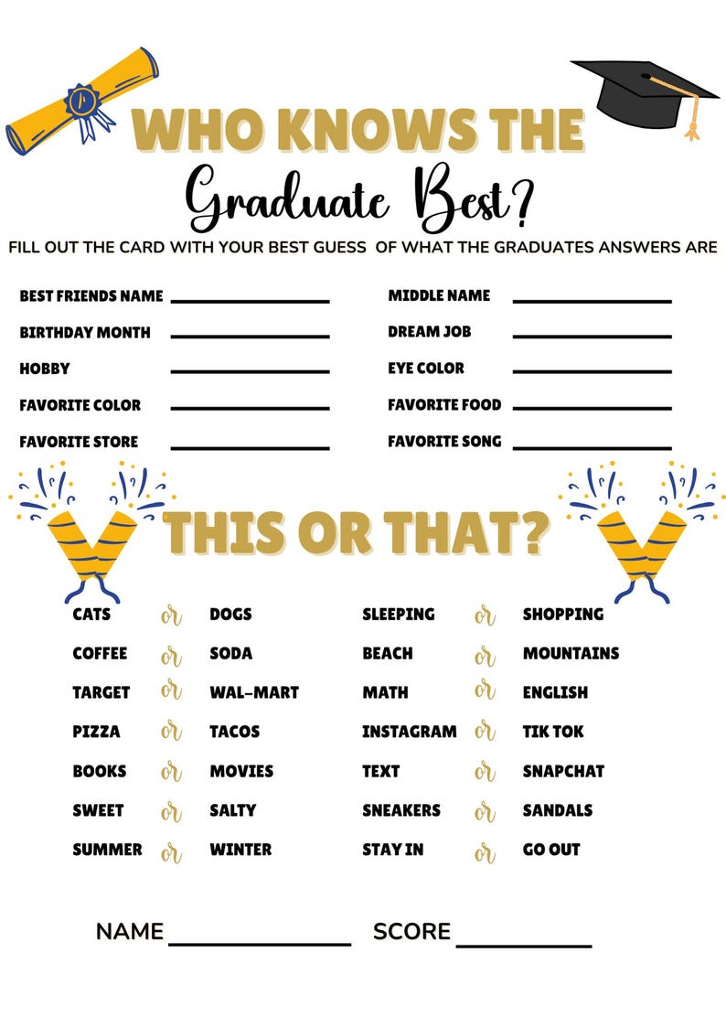 Who Knows the Graduate Best Game | Graduation Party Trivia | How Well ...