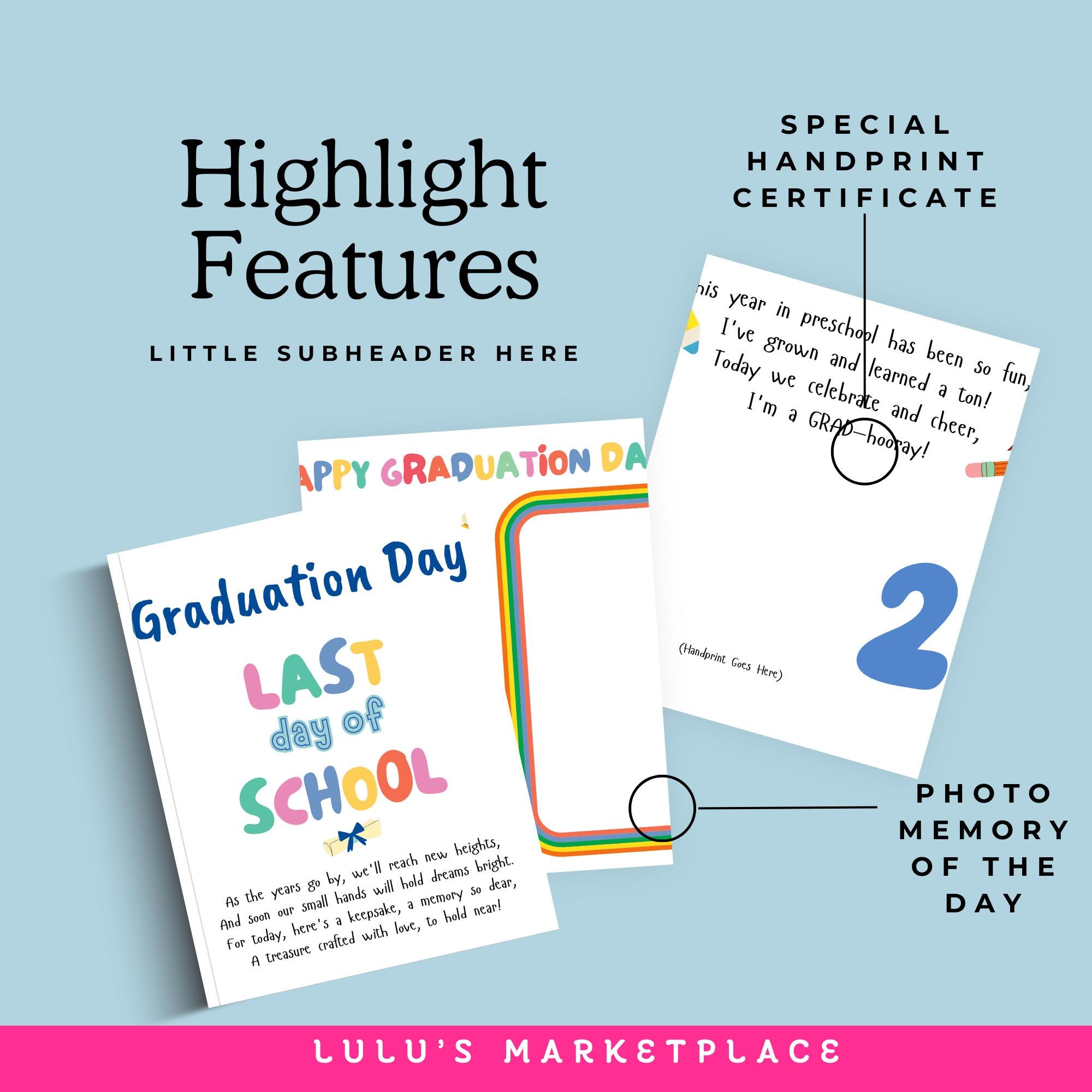 Last Day of School Handprint Art, Kindergarten Preschool Graduation ...