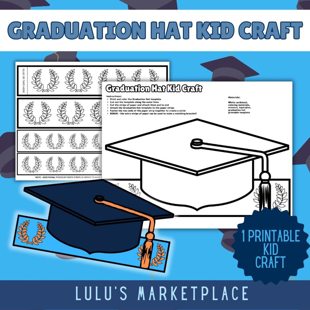 Kindergarten Graduation Paper Hat, Pre-k Printable Craft, Kids Craft ...