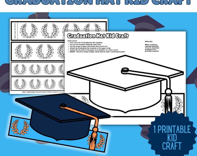 Printable Grad Cap, Paper Graduation Hat Craft, Personalized Grad Hat ...