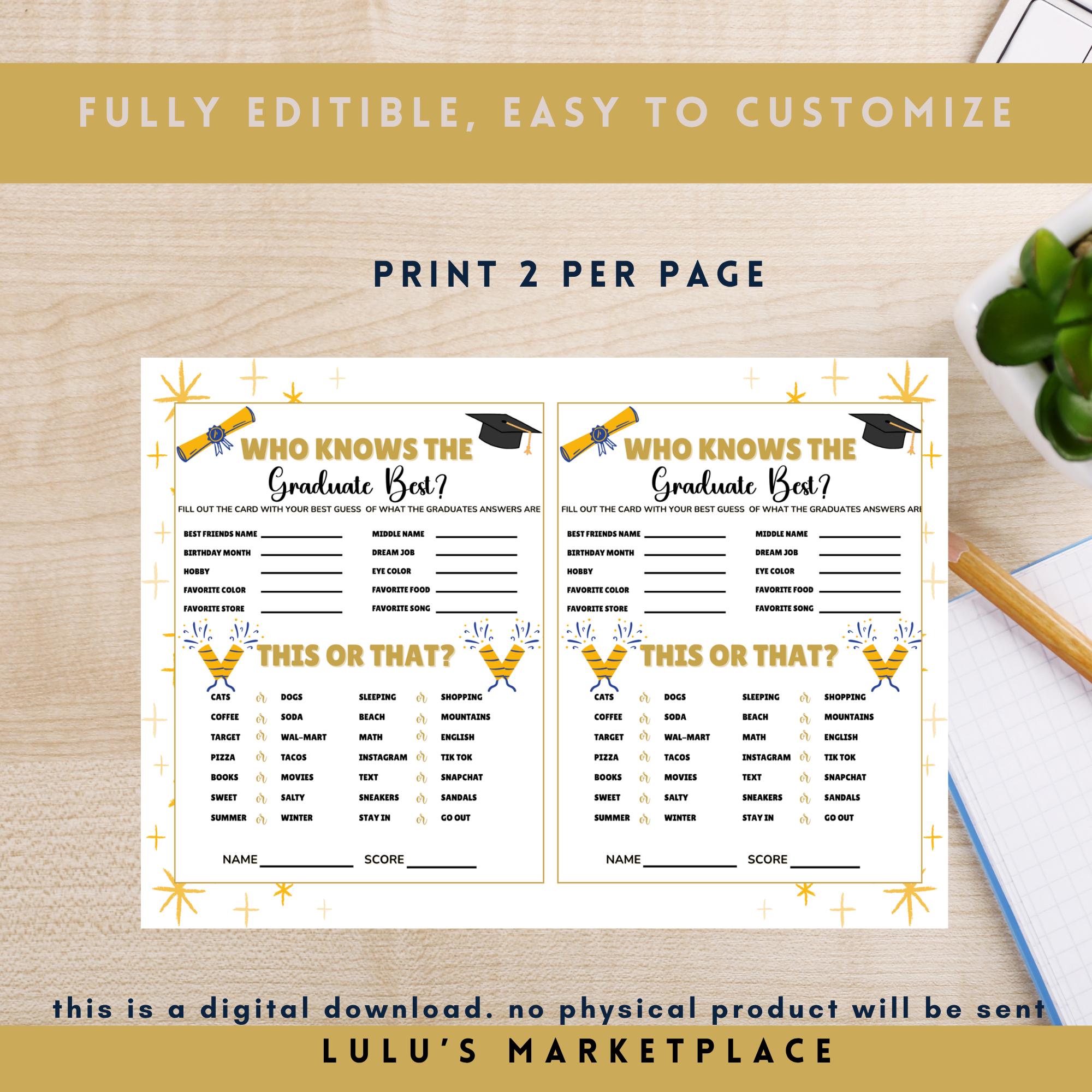 Who Knows the Graduate Best Game | Graduation Party Trivia | How Well ...