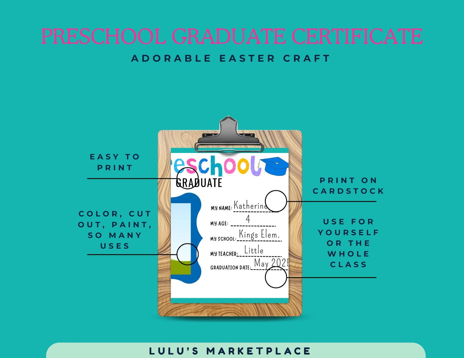 Preschool Graduation Keepsake: Fill-in Interview, Handprint Art (PDF ...