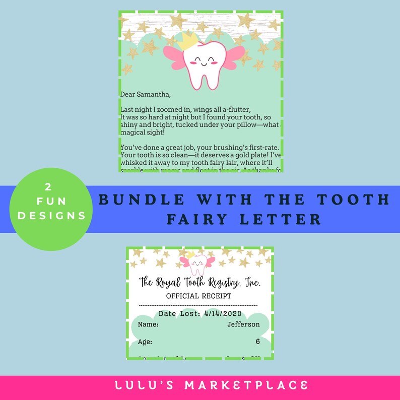Editable Tooth Fairy Receipt & Certificate: Printable Keepsake (digital ...