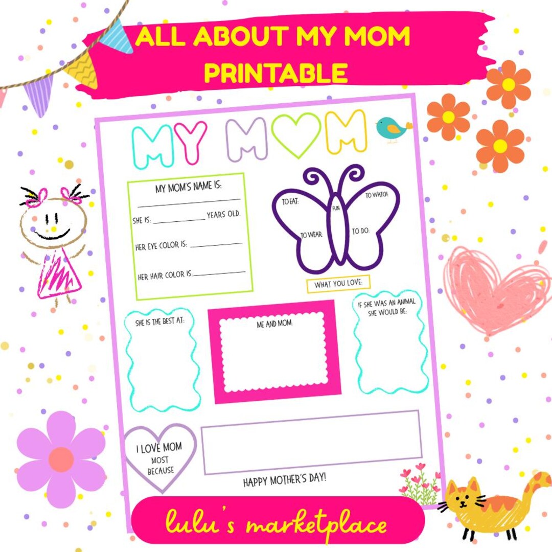 All About Mom Printable: Mother's Day Questionnaire (instant Download ...
